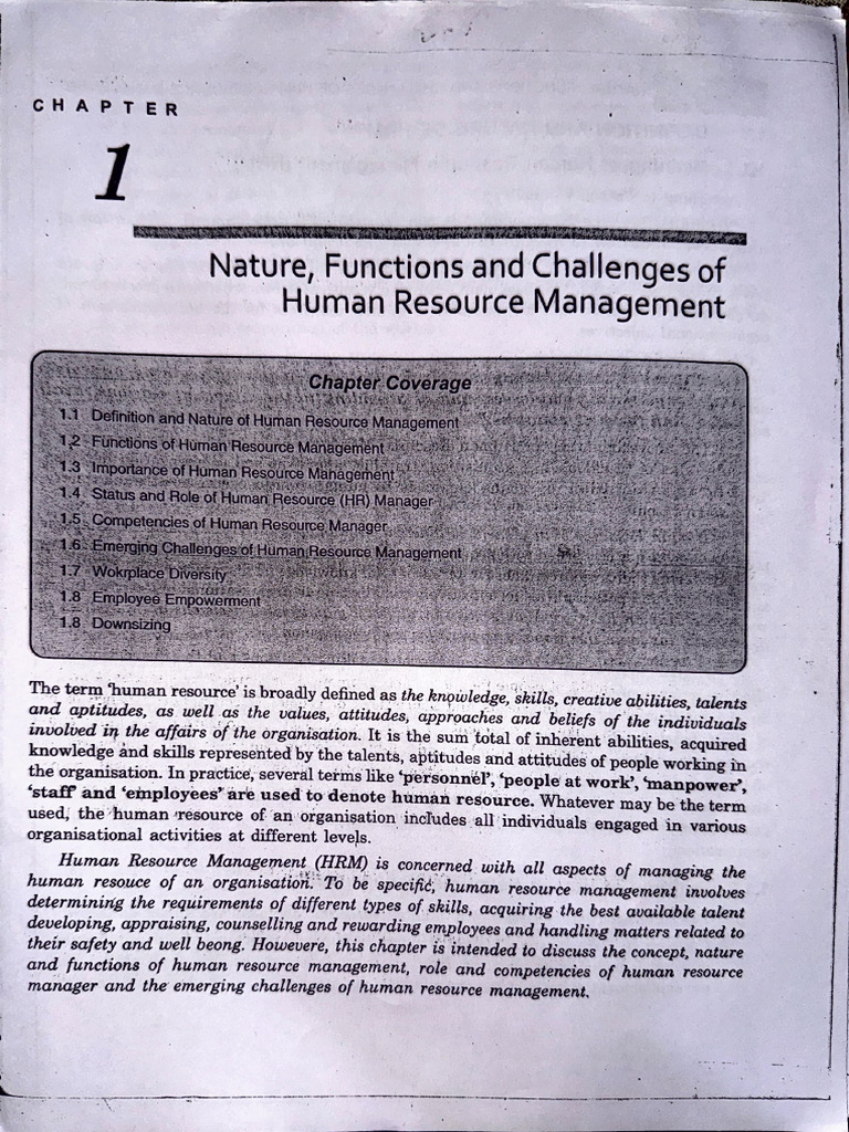 HRM Chapter 1 Nature Functions, and Challenges, Human Resource ...