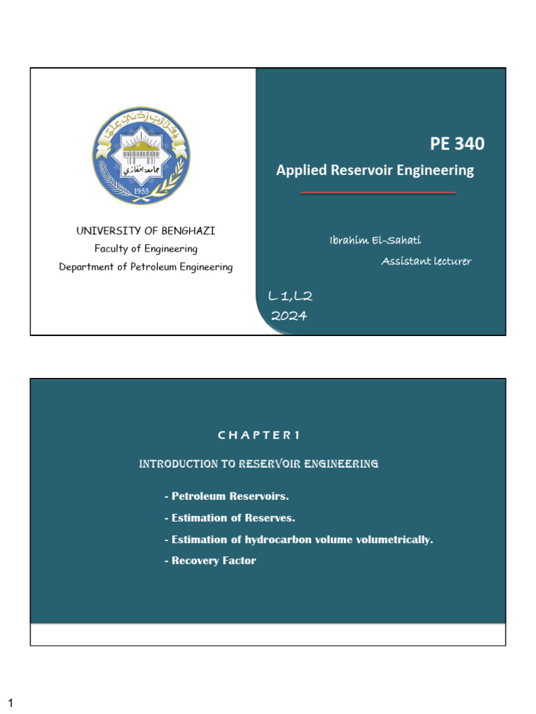 Introduction To Reservoir Engineering L 1 - 2 | PDF | Petroleum ...