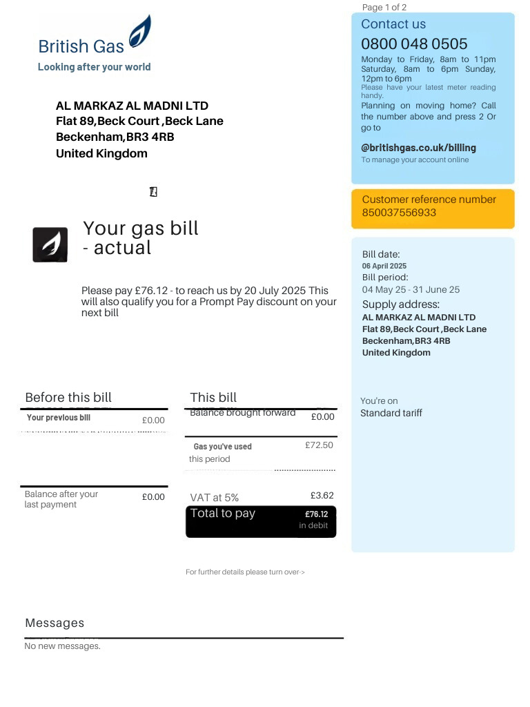 My Gas Bill PDF | PDF | Cheque | Payments