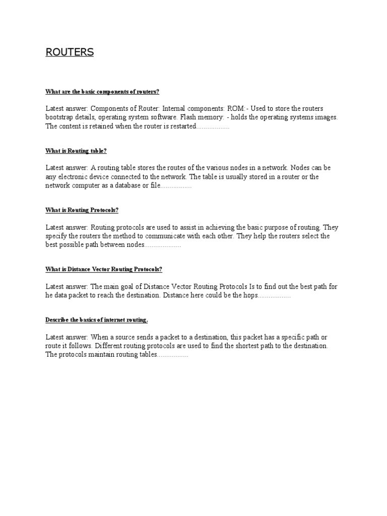 Routers: What Are The Basic Components of Routers? | PDF | Routing | Computer Network