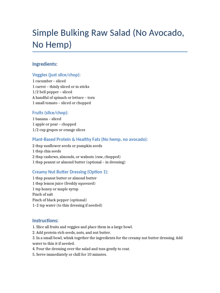 Bulking Raw Salad Recipe | PDF