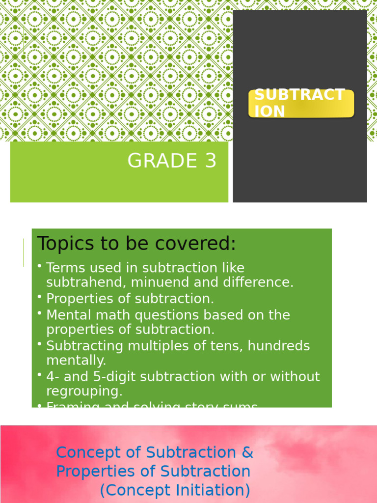 Subtraction Concepts for Grade 3 | PDF | Subtraction | Natural Environment