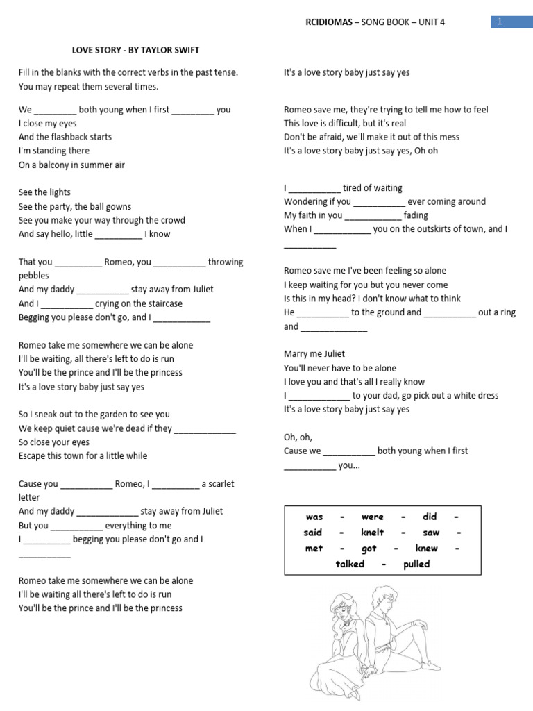 Past Tense Verb Exercises for Songs | PDF