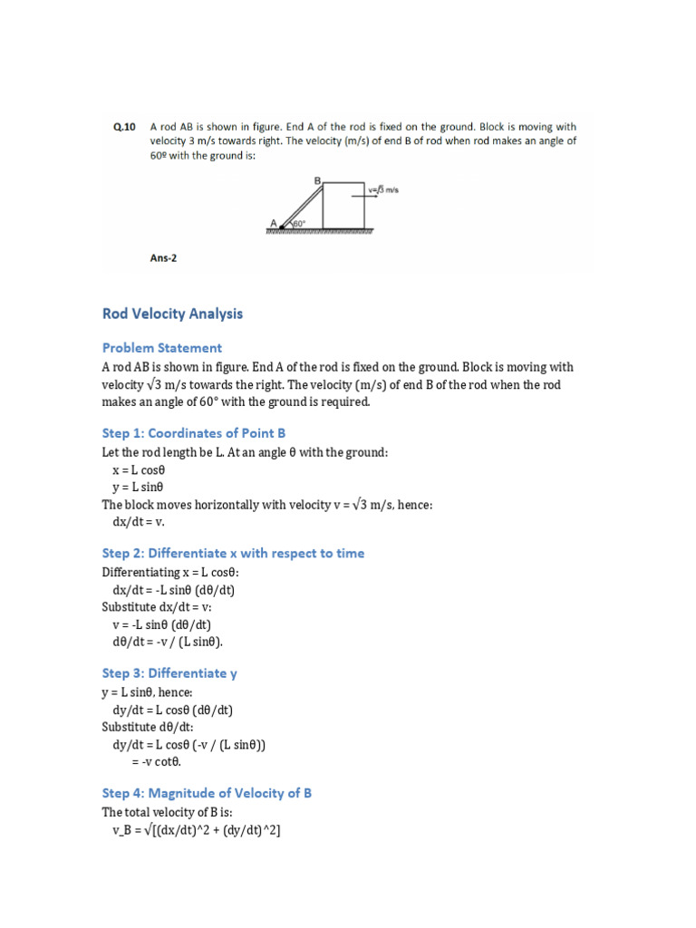 Rod Velocity Analysis | PDF