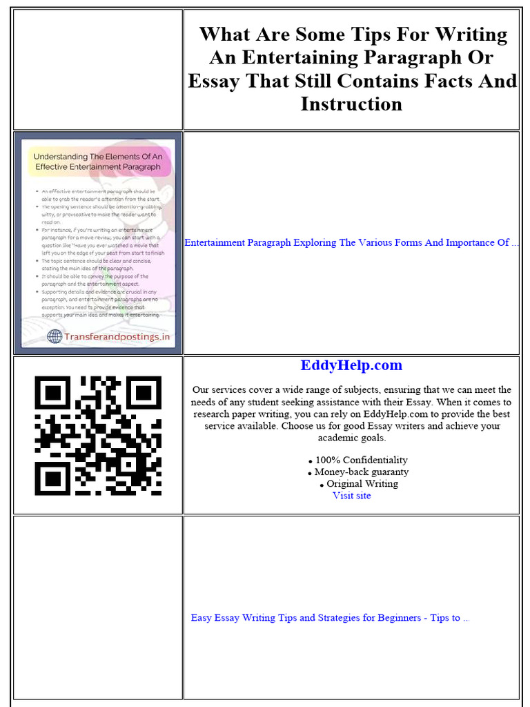 What Are Some Tips For Writing An Entertaining Paragraph or Essay That ...