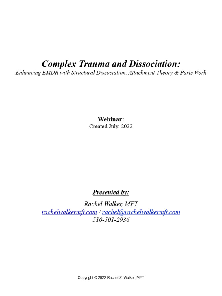 Webinar Handout Packet PDF | PDF | Psychological Trauma | Dissociation ...