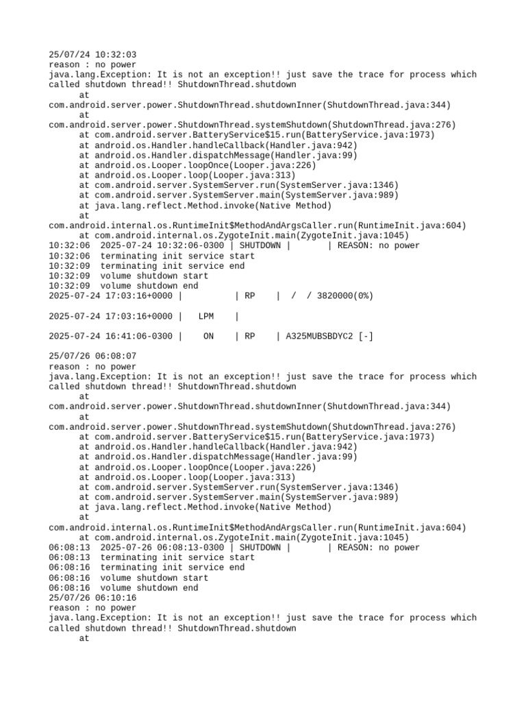 Android Shutdown Log: No Power Events | PDF | Music Production ...