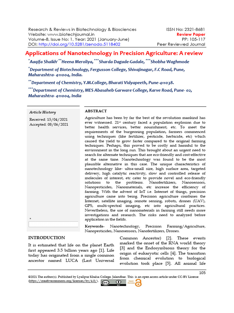 Nanotechnology in Precision Agriculture | PDF | Unmanned Aerial Vehicle ...