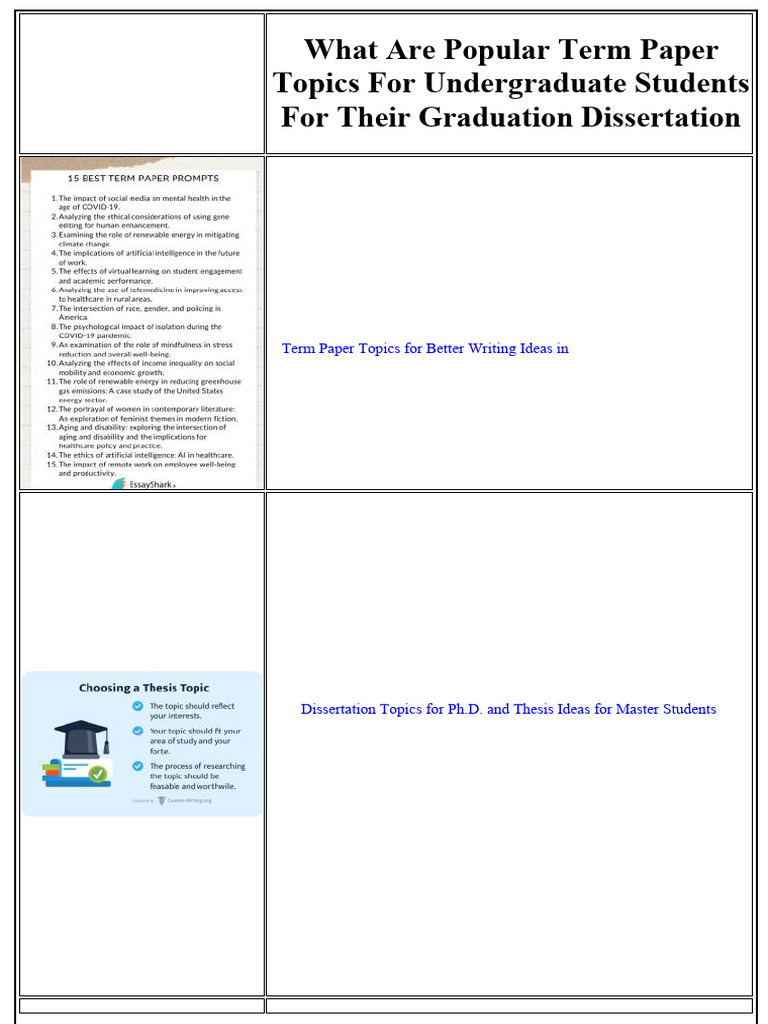 What Are Popular Term Paper Topics For Undergraduate Students For Their ...