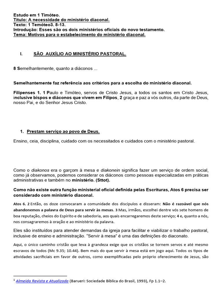 6 - Ministério Diaconal | PDF | Diácono | Fé