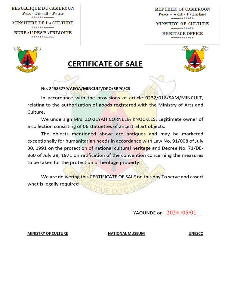Certificate of Sale | PDF