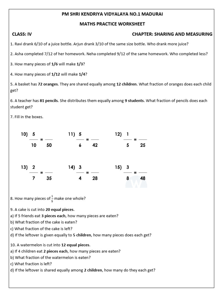 Class 4 Worksheet 2 | PDF