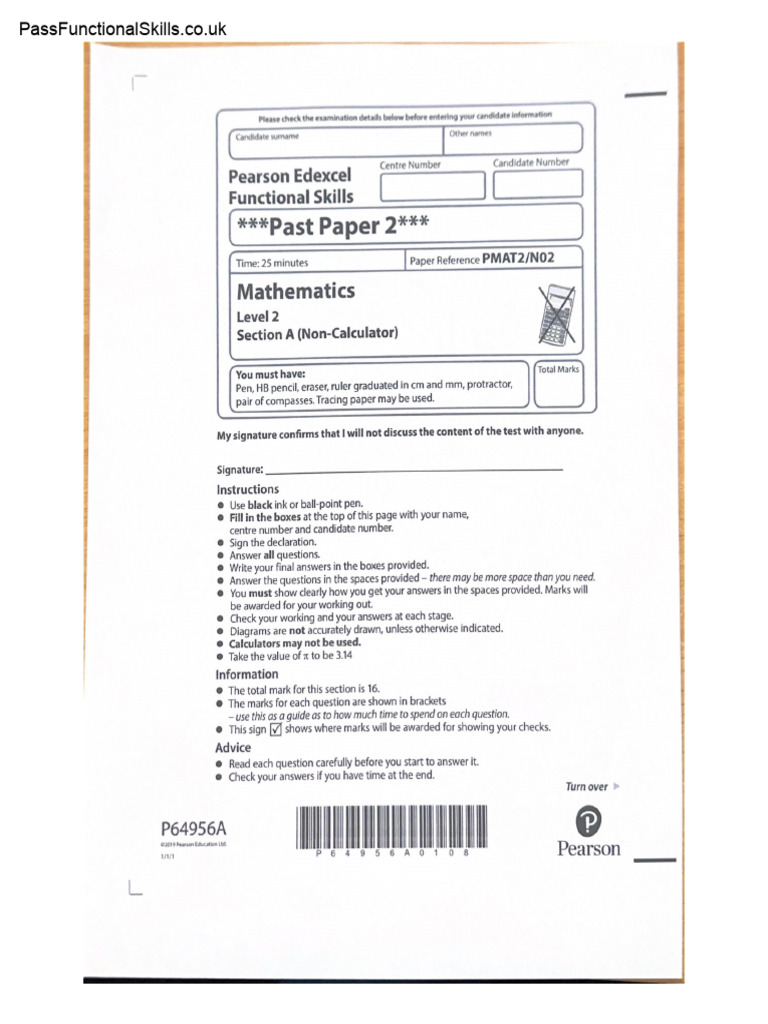 Level 2 Functional Skills Maths Papers | PDF | Multiple Choice ...