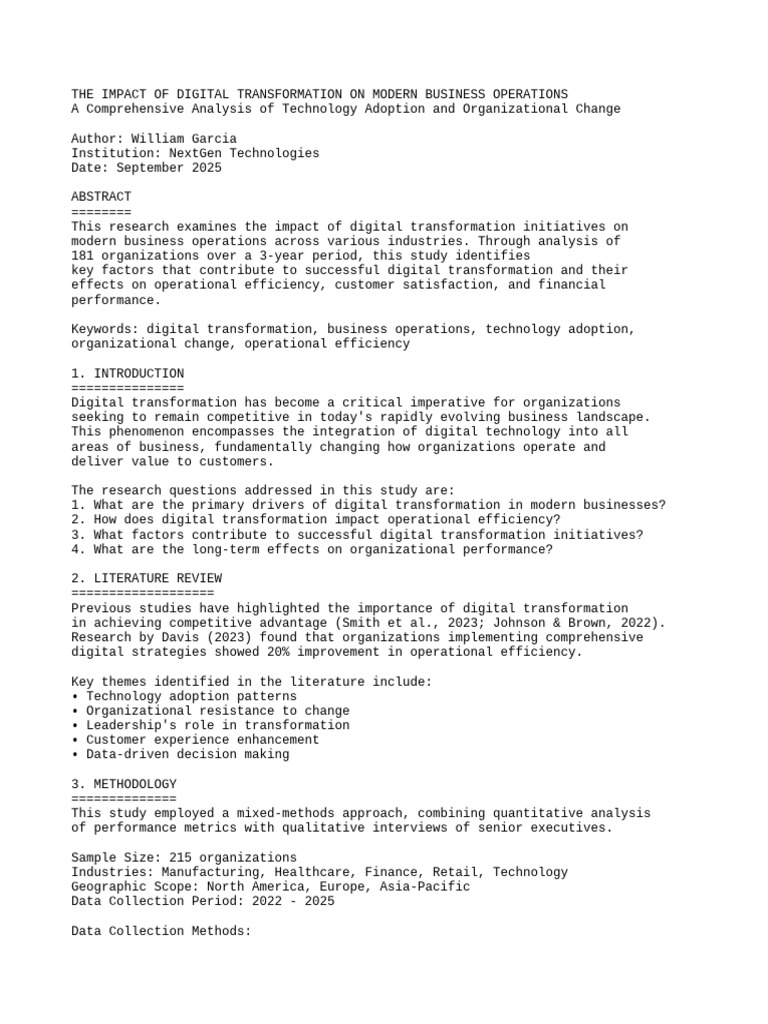 Digital Transformation Research Paper | PDF | Change Management ...