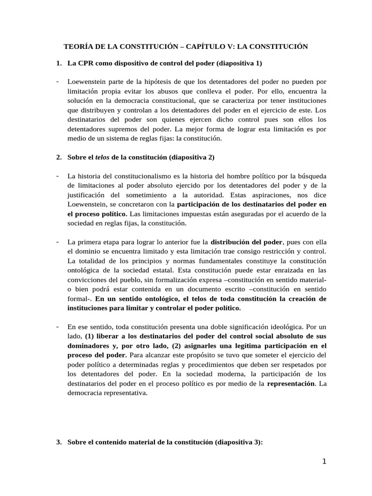 Teoría de la Constitución: Control del Poder | PDF | Constitución ...