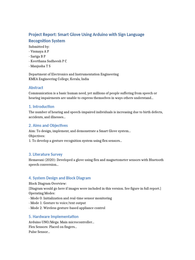 Smart Glove Project Report | PDF