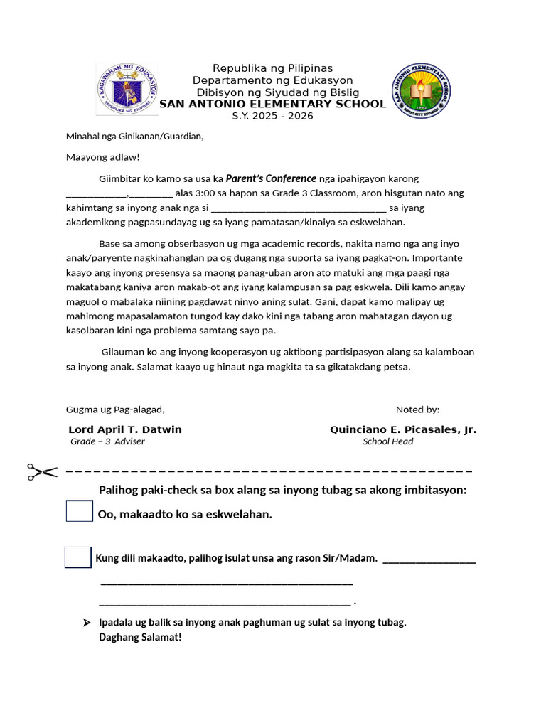 Parents Conference Form | PDF