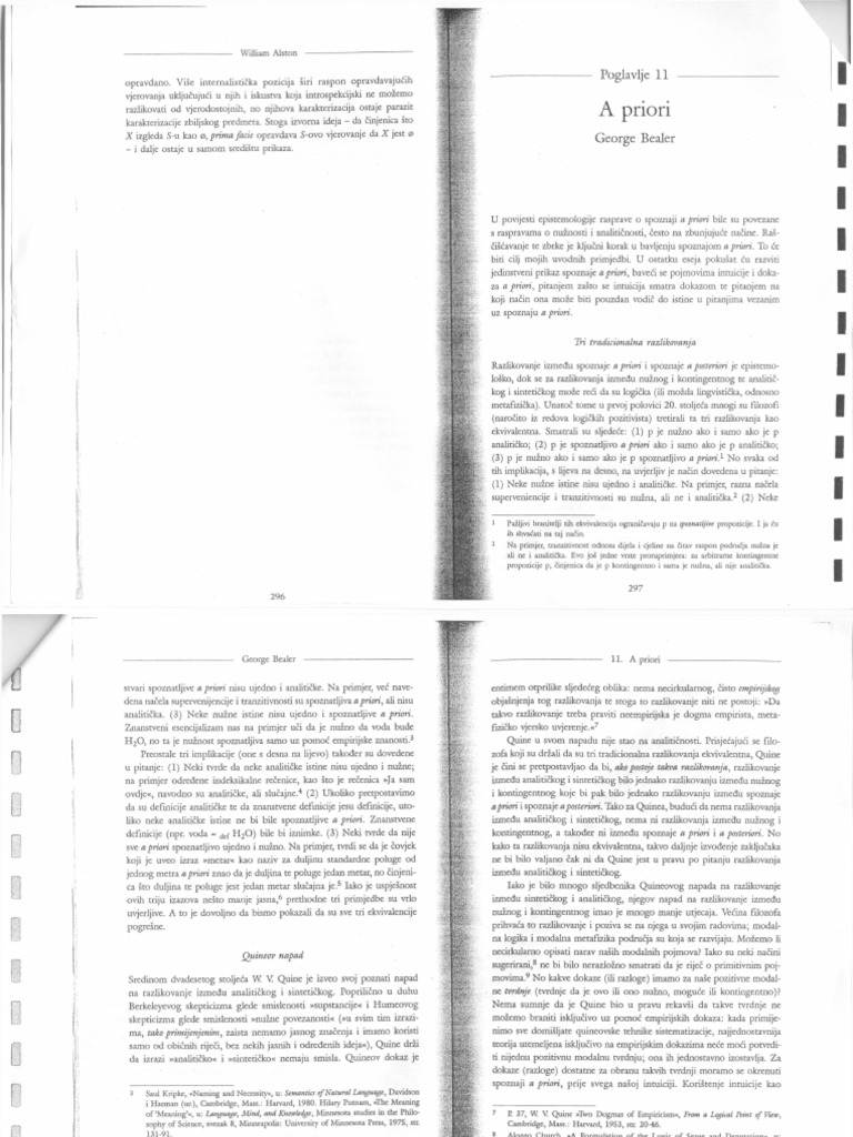 Bealer George, A Priori (Iz Epistemologija - Vodic U Teorije Znanja ...