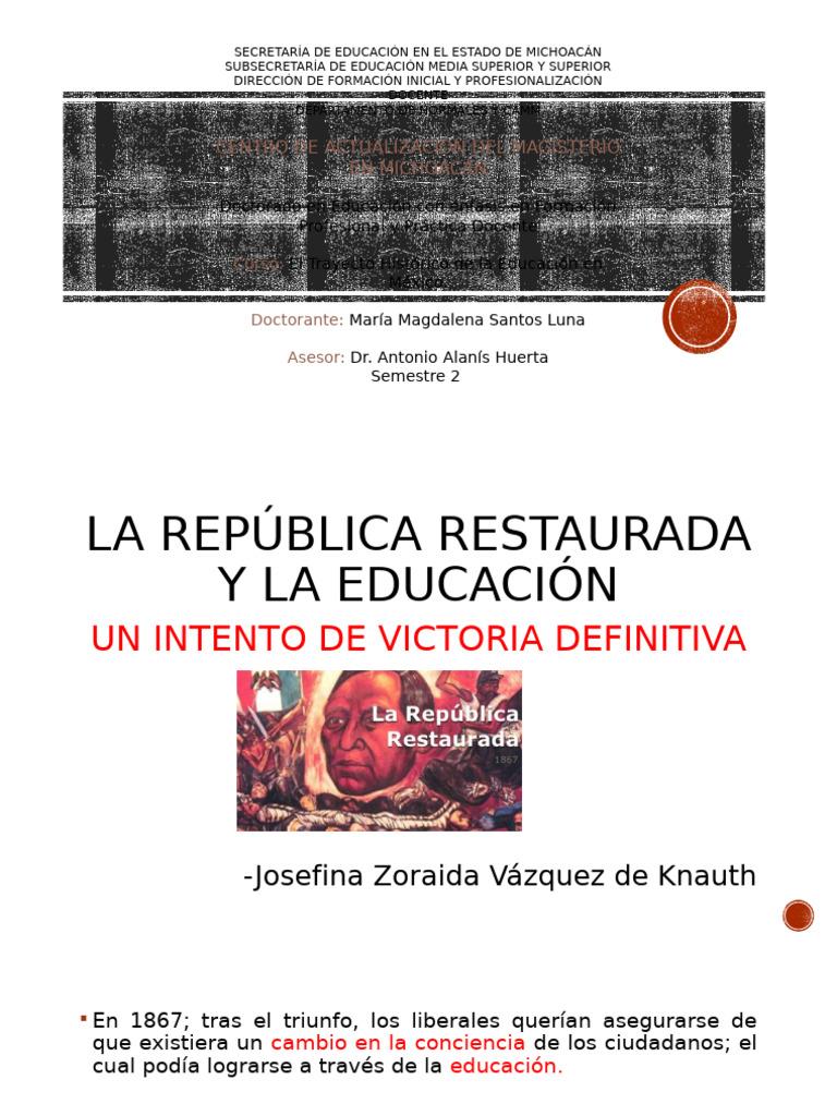Educación en la República Restaurada | PDF