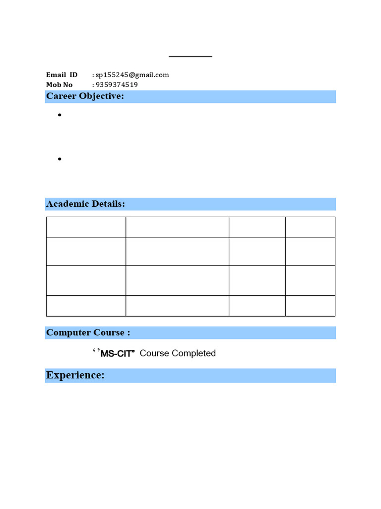 Resume of Sunil Tanaji Patil | PDF