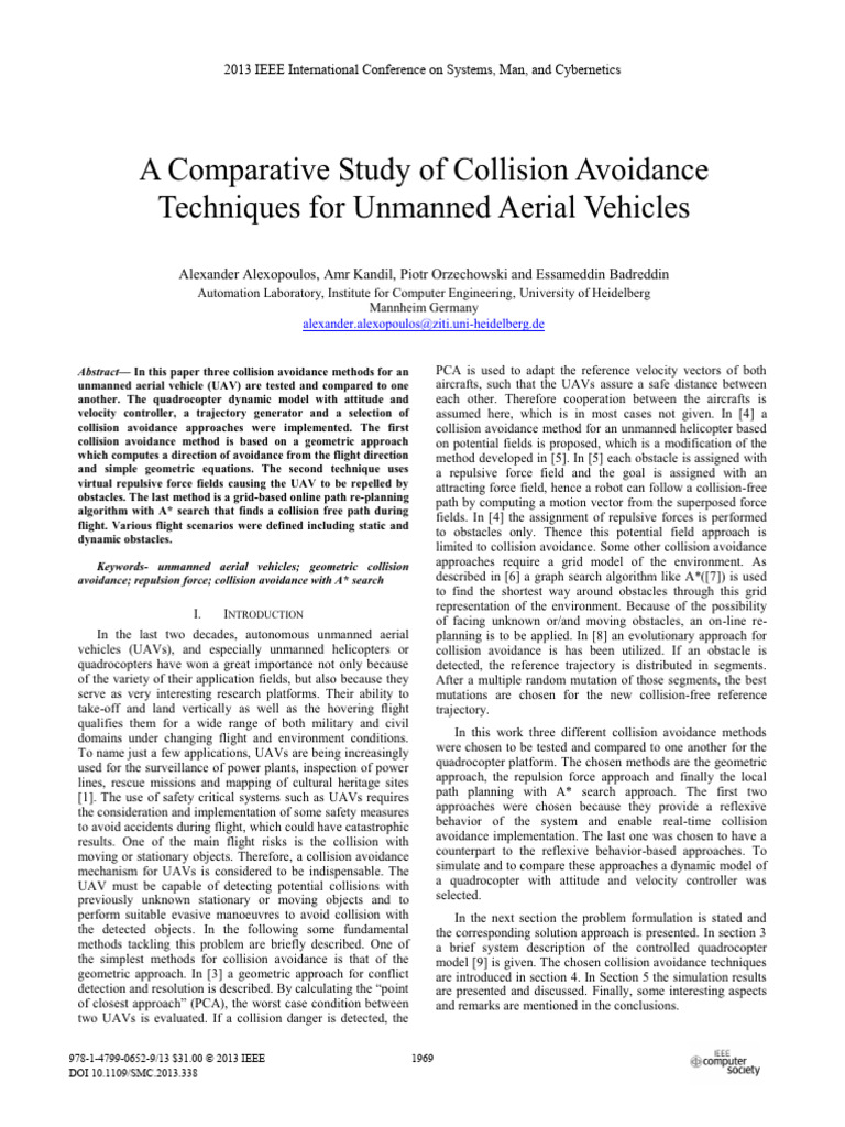 A Comparative Study of Collision Avoidance Techniques For Unmanned ...