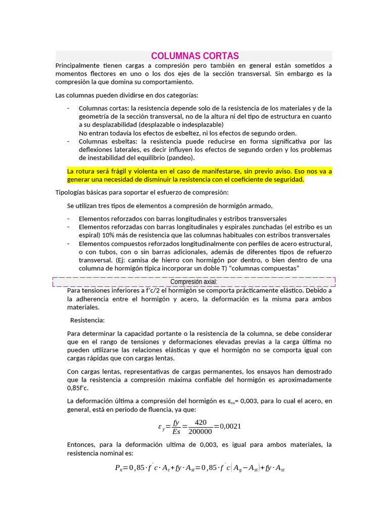 ESTRUCTURAS DE Hº FINAL - Columnas | PDF | Columna | Pandeo