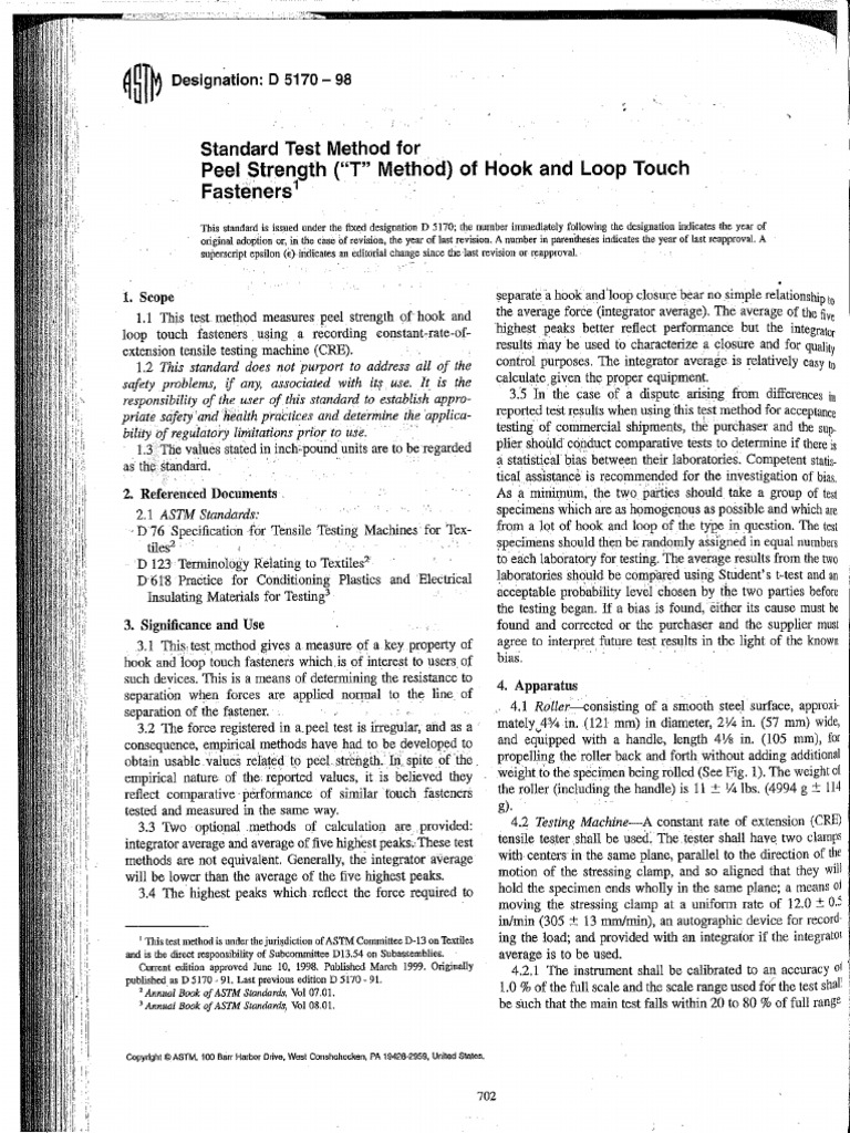 ASTM 5170 Peel Strength - Hook & Loop | PDF