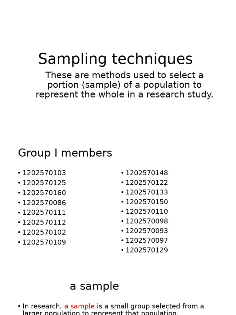 Sampling Techniques, Convenience Sampling | PDF | Sampling (Statistics ...