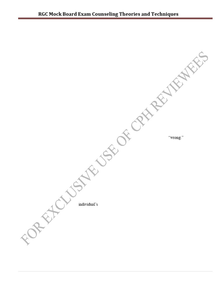 RGC Mock Exam: Counseling Techniques | PDF | Psychotherapy | Rational ...