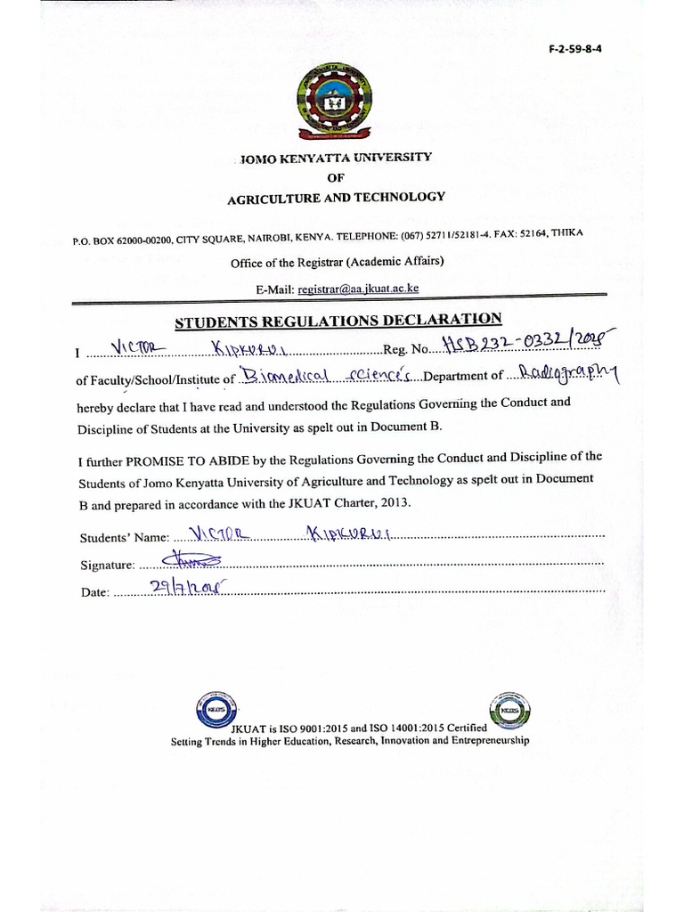 Students Regulations Declaration | PDF