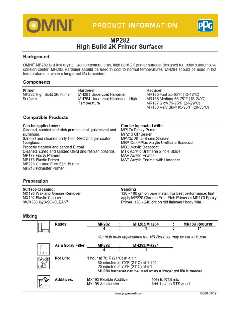 Omni MP282 Primer Mixing Guide | PDF | Materials | Industrial Processes