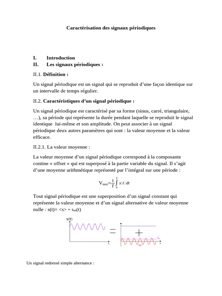 Caractérisation Des Signaux Périodiques | PDF | Redresseur | Moyenne ...