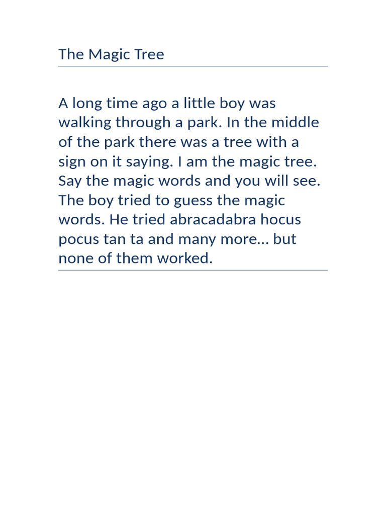 The Magic Tree and Its Words | PDF