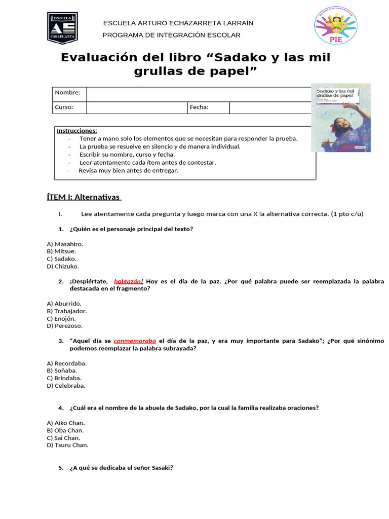 Sadako y Las Mil Grullas de Papel | PDF