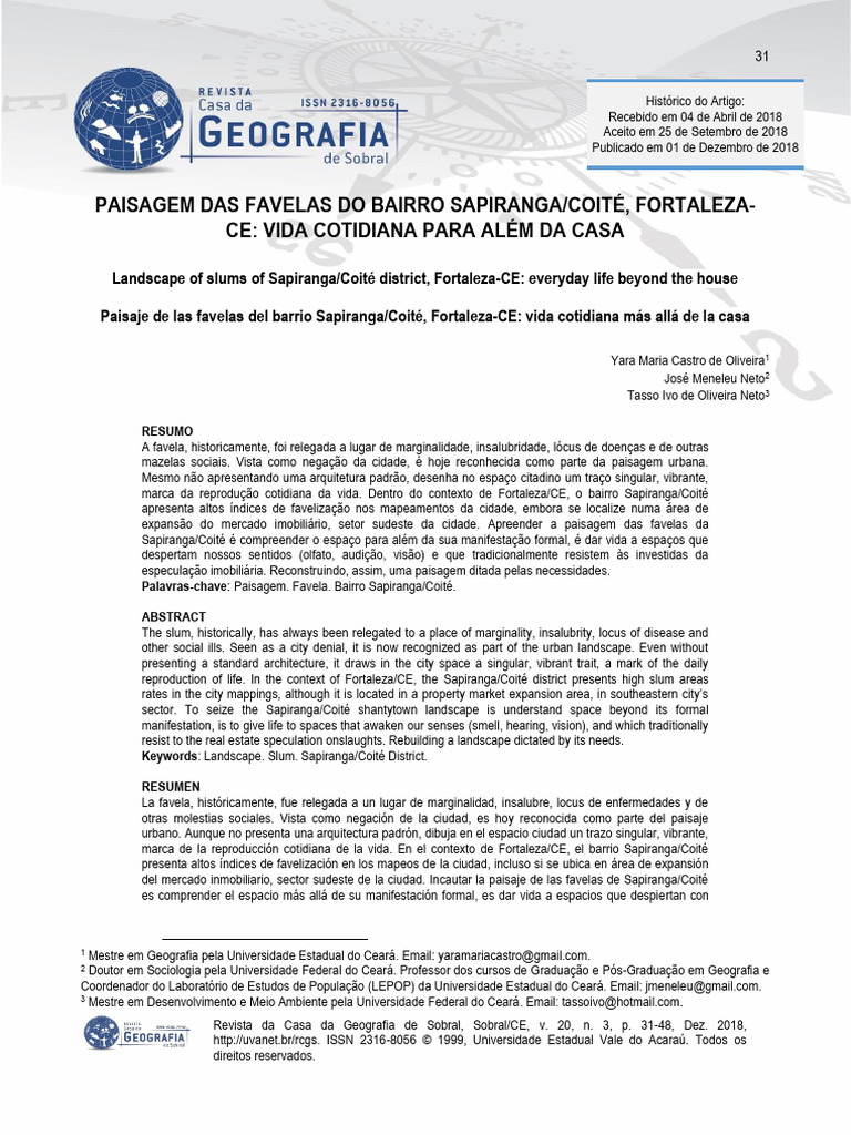 Paisagem das Favelas em Fortaleza-CE | PDF | Favela | Cidade