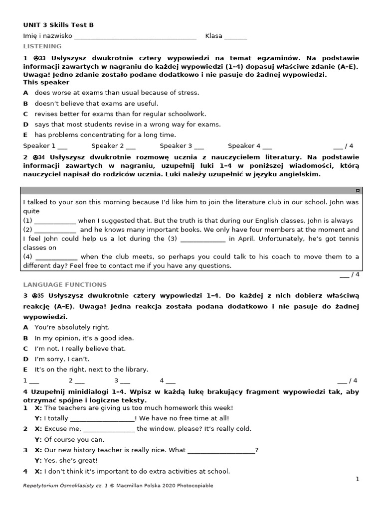 Unit 3 Skills Test B | PDF