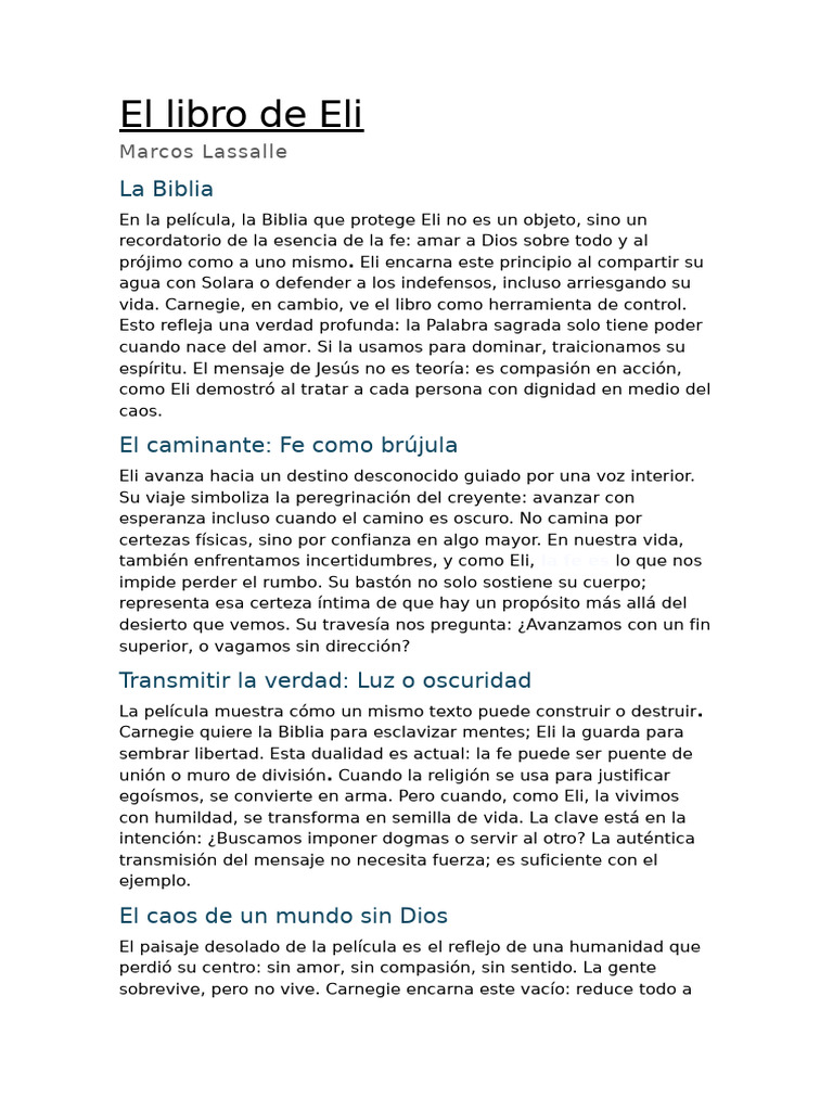 El Libro de Eli | PDF | Amor | Fe