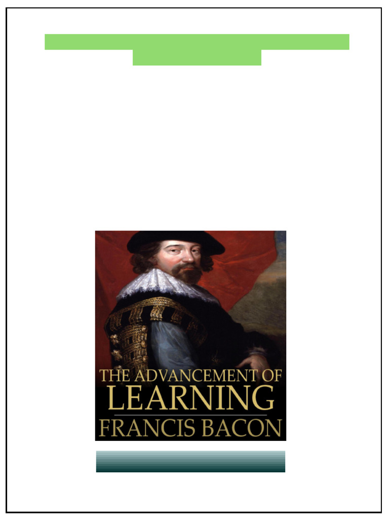 The Advancement of Learning 1st Edition Francis Bacon No Waiting Time ...