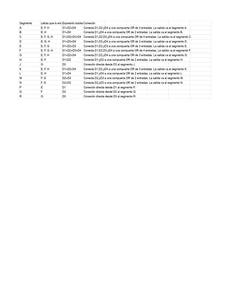 Conexiones EFGH en Display de 16 Segmentos | PDF