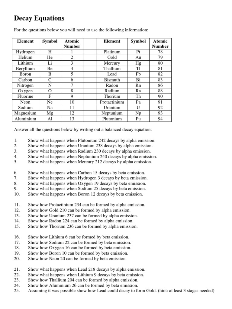 Decay Equations | PDF