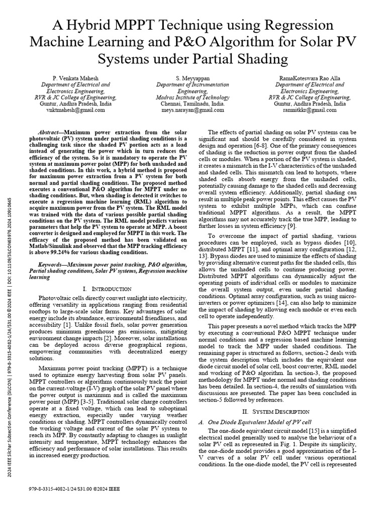 A Hybrid MPPT Technique Using Regression Machine Learning and PampO ...