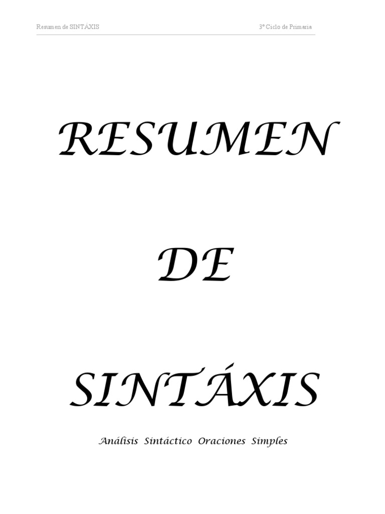 Resumen de Sintaxis para Primaria | PDF | Predicado (Gramática ...
