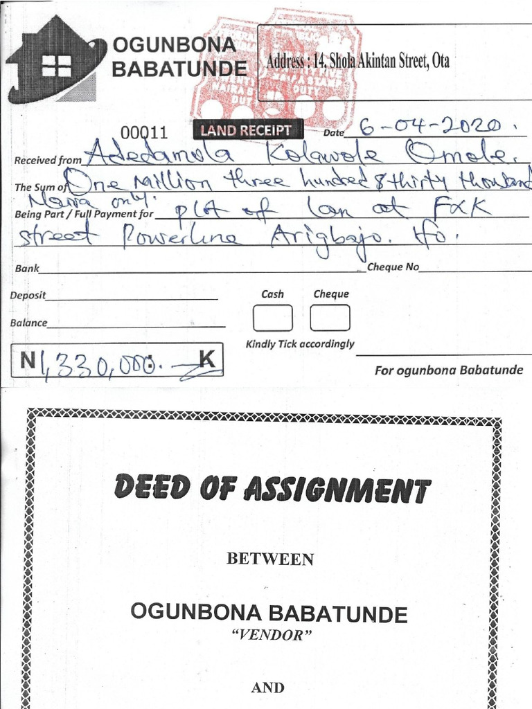 Adedamola Deed | PDF