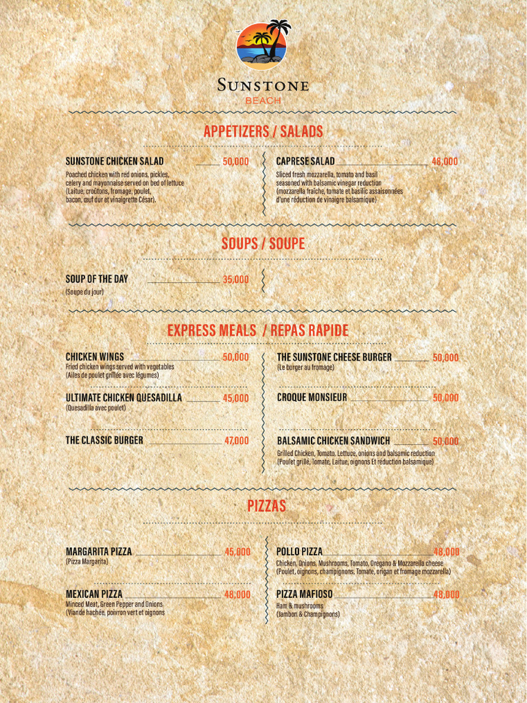 Sunstone Menu Correction 1 | PDF