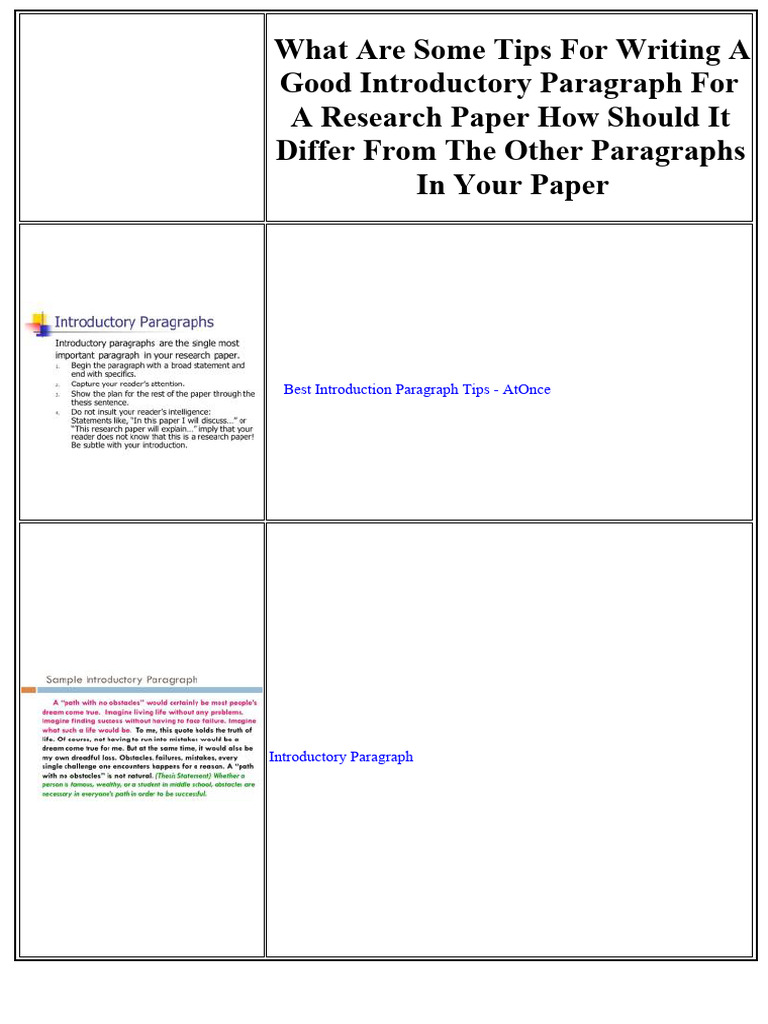 What Are Some Tips for Writing a Good Introductory Paragraph for a ...