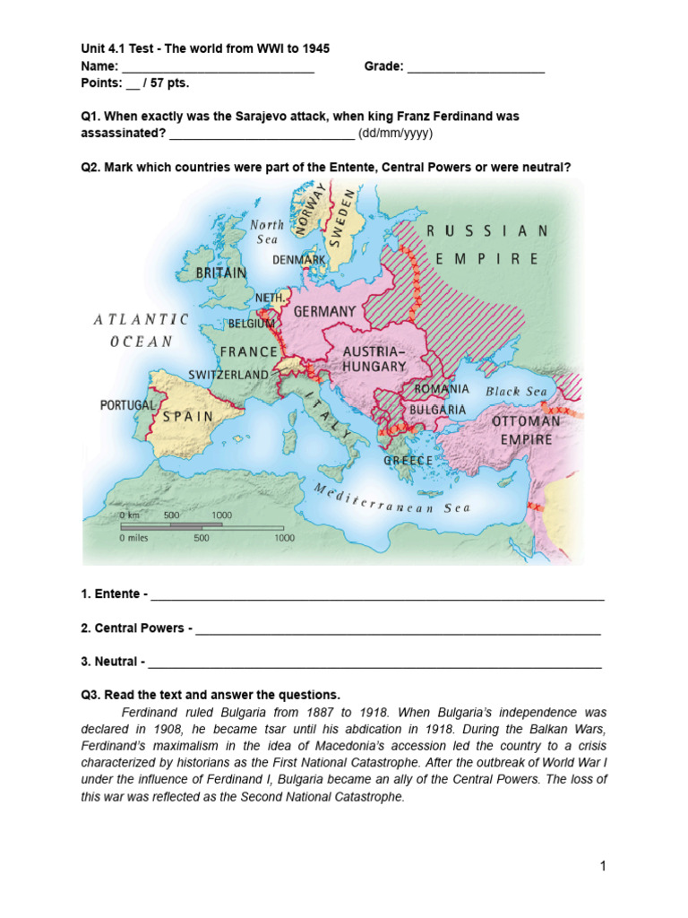 Unit 4.1 Test - The World From WWI to 1945 | PDF | Central Powers ...