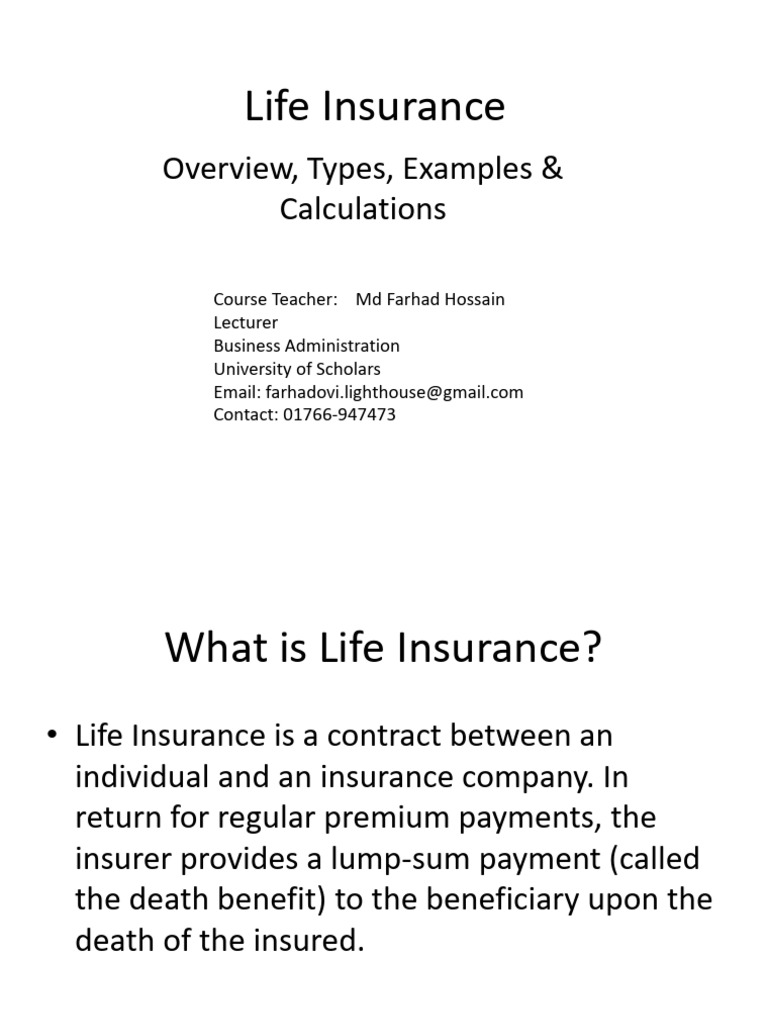 Life Insurance Types & Calculations Guide | PDF | Life Insurance ...