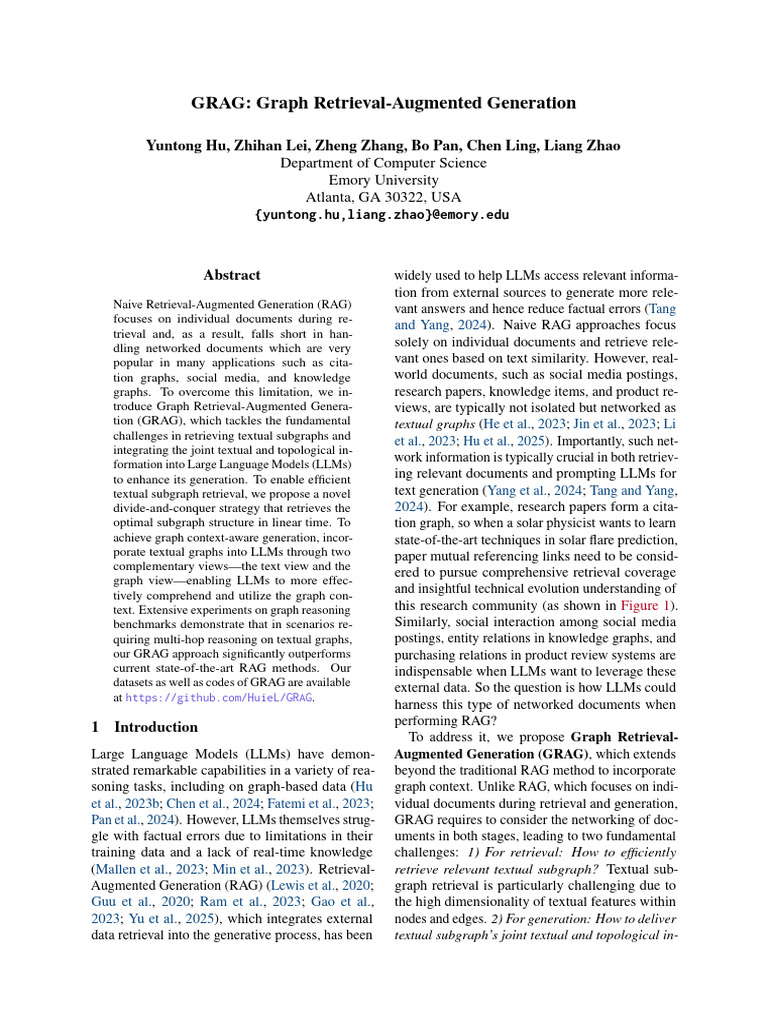 Grag Graph Retrieval Augmented Generation | PDF