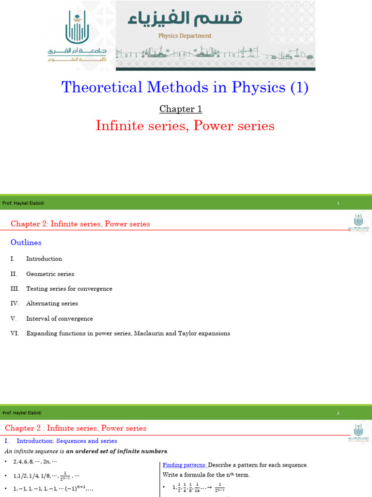 Theoretical Methods in Physics (1) - Chapter 1 Infinite Series, Power Series | PDF | Series ...