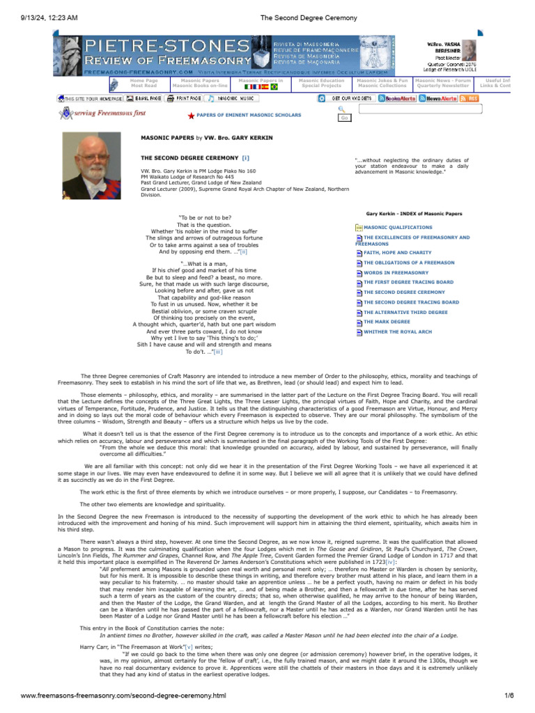 Second Degree Masonic Ceremony Overview | PDF | Freemasonry | Masonic Lodge